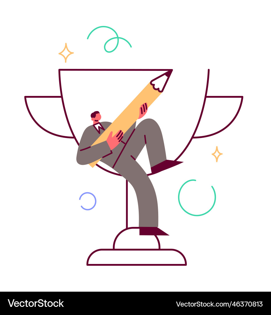 Business man imagines success and victory Vector Image