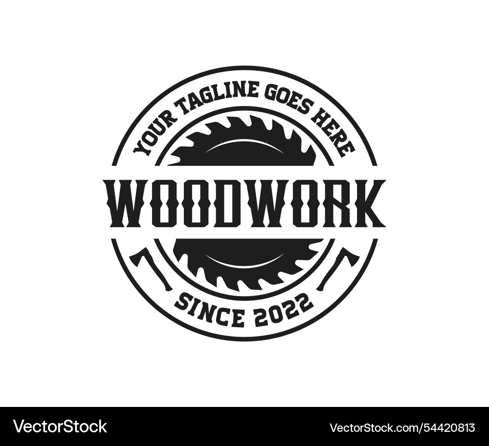 Carpentry workshop and woodwork logo design Vector Image