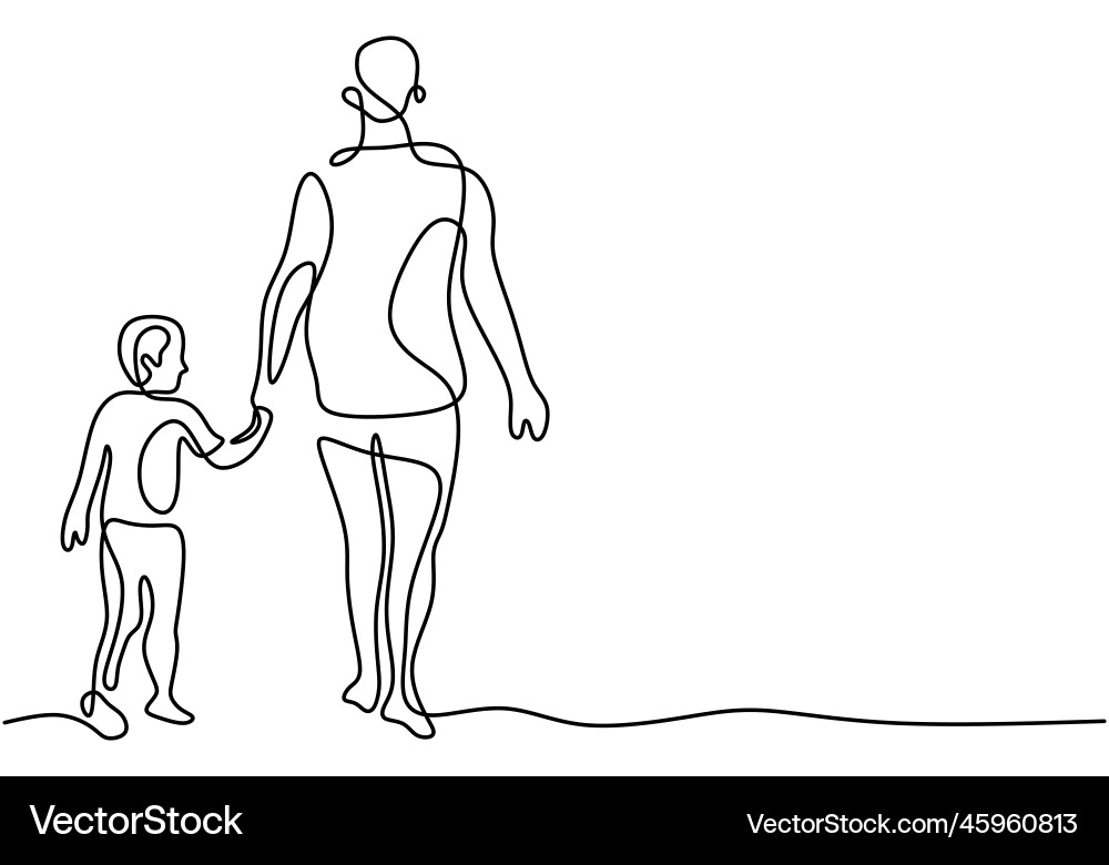 Father holding his son walking together Royalty Free Vector