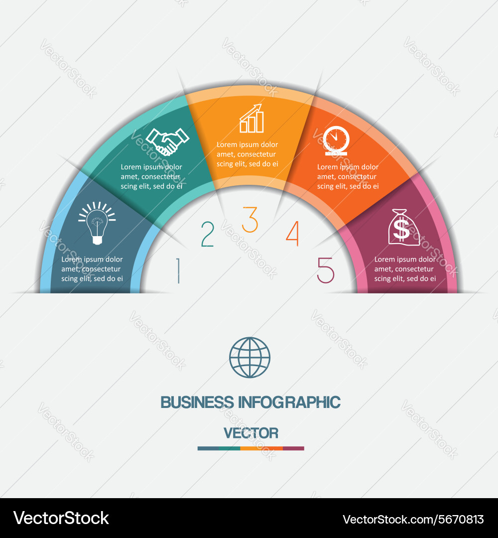 Infographic on five positions Royalty Free Vector Image