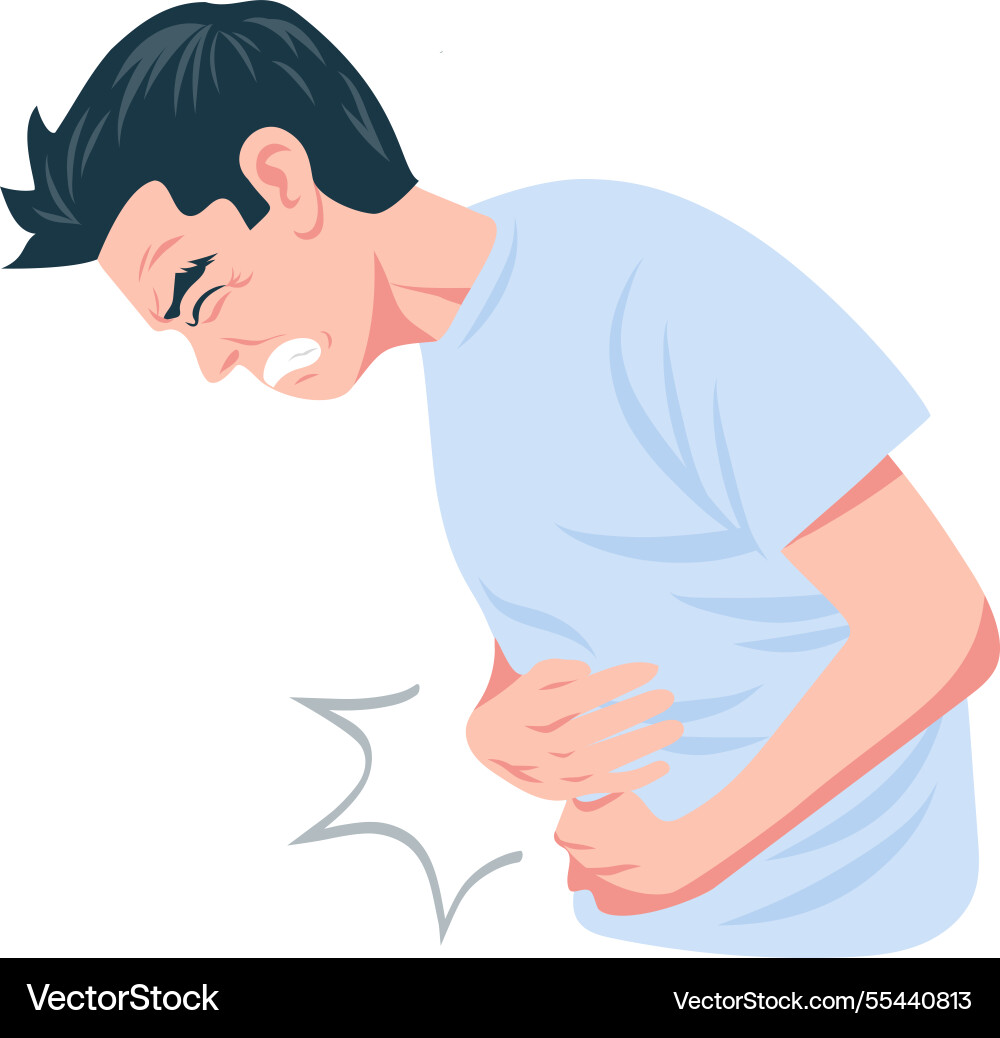 Man with stomach pain cartoon Royalty Free Vector Image