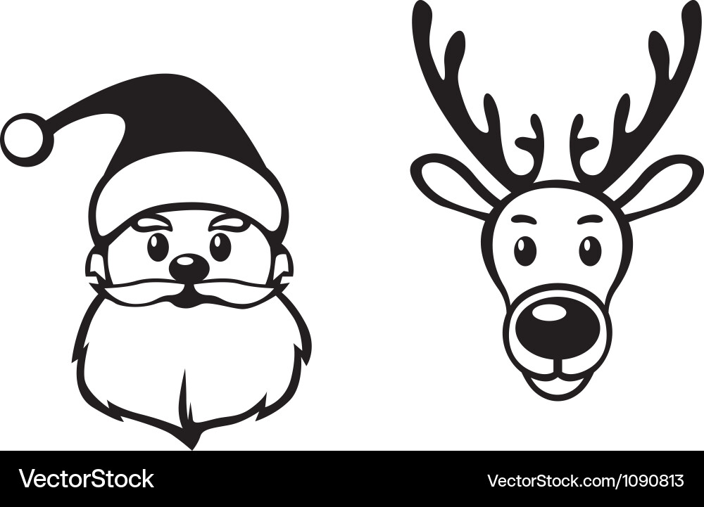 Santa and deer face Royalty Free Vector Image - VectorStock