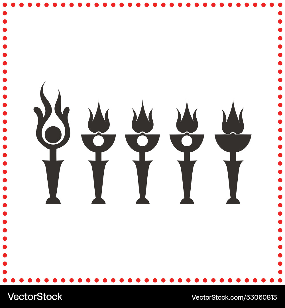 Set of stylized torch icons with various flame Vector Image