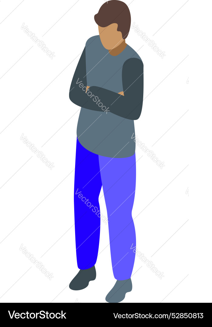 Young man is standing and crossing his arms Vector Image