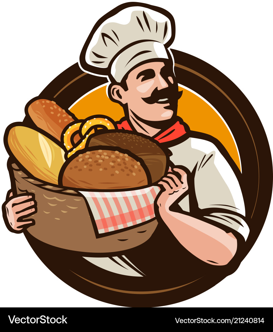 Bakery bakehouse logo or label baker Royalty Free Vector