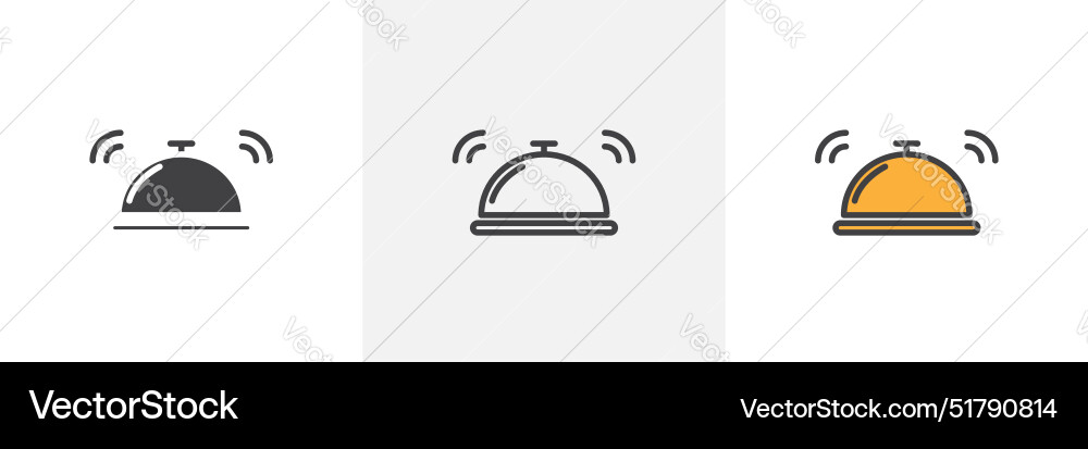 Bell concierge line icon set Royalty Free Vector Image