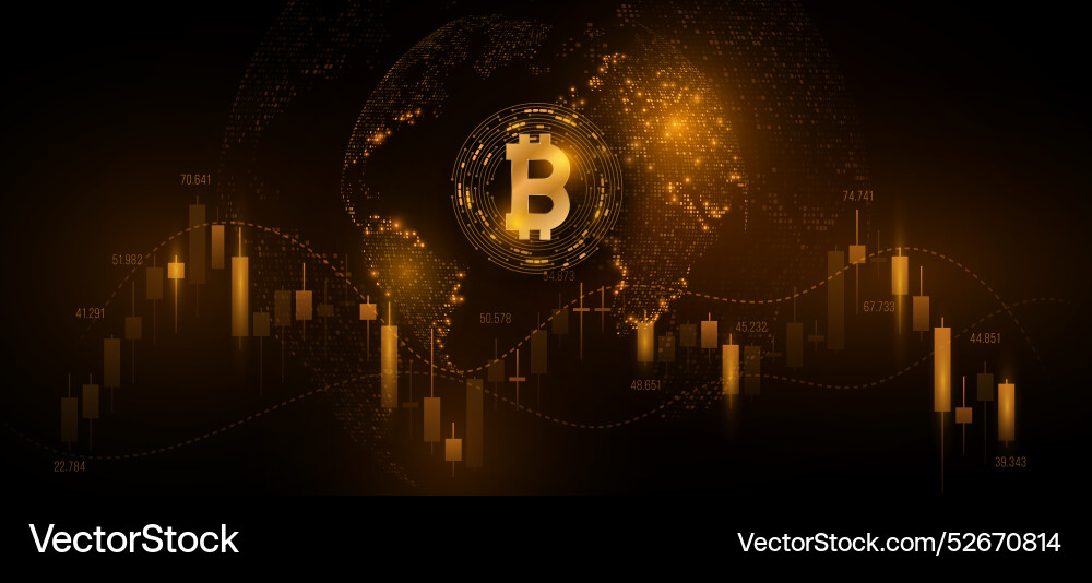 Bitcoin cryptocurrency with candlestick price Vector Image