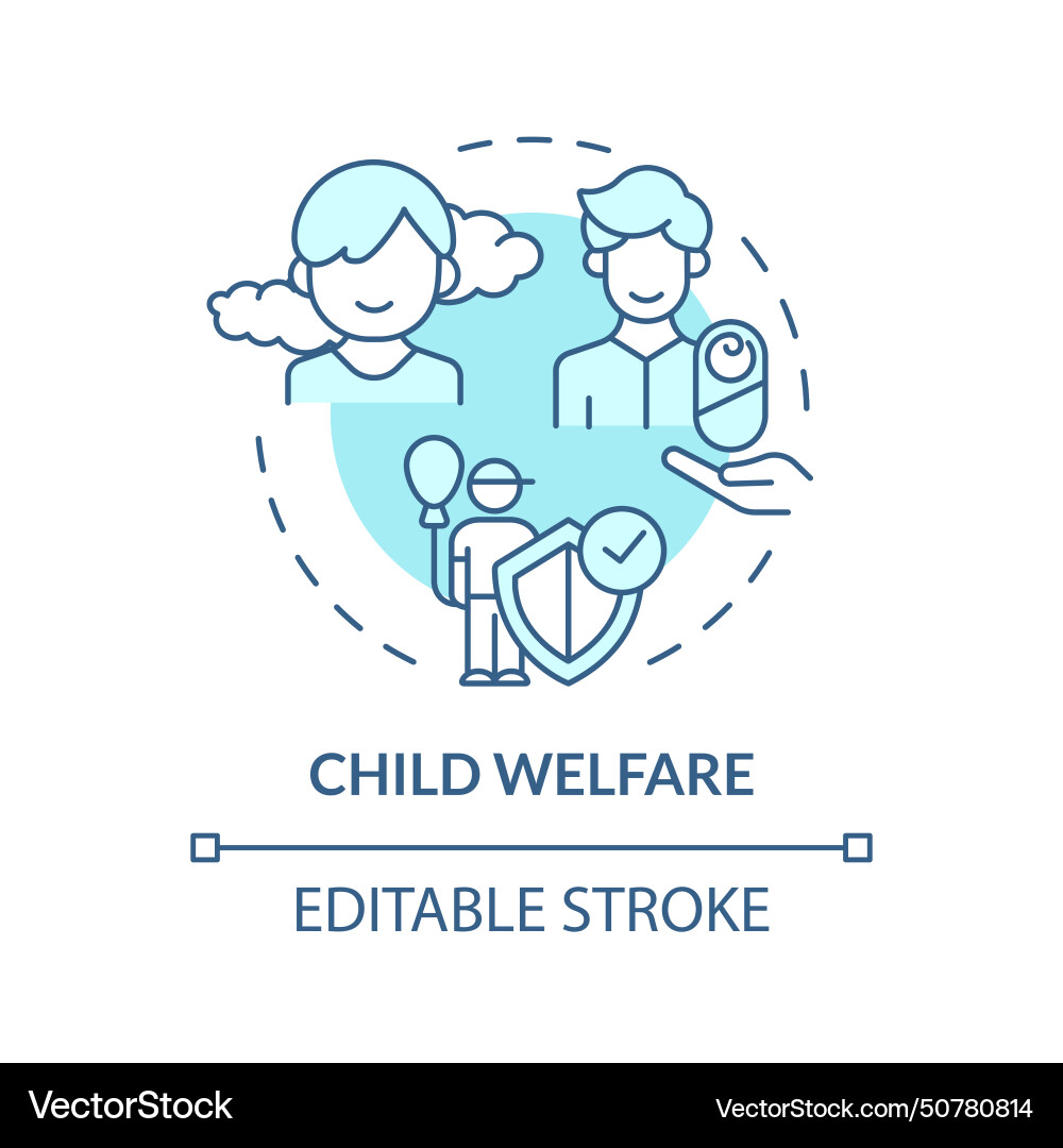 Child welfare soft blue concept icon Royalty Free Vector