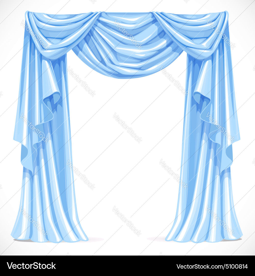 Elegant Blue Curtain with Pelmet Royalty Free Vector Image