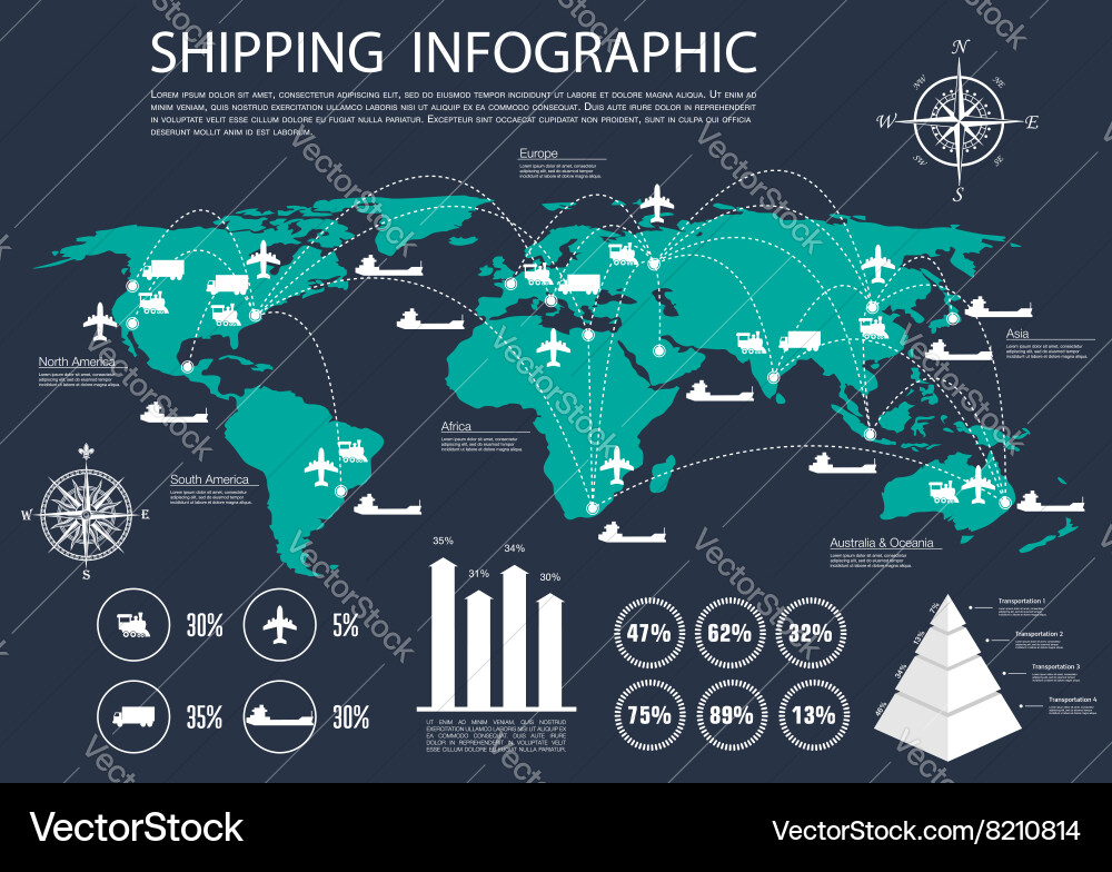 Global shipping and logistics infographics Vector Image