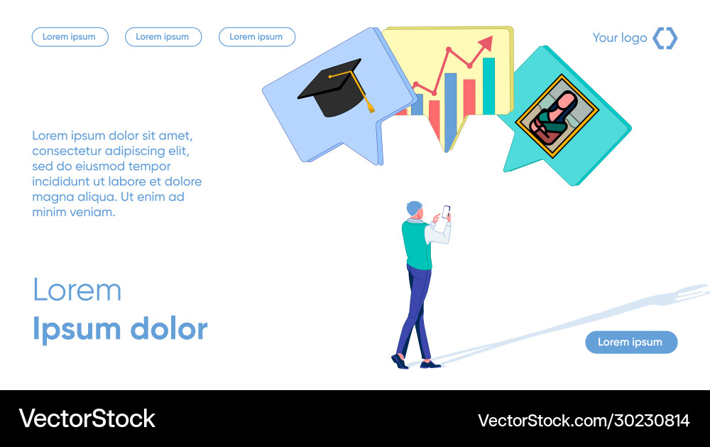 Guy gets knowledge economics and art fom phone Vector Image