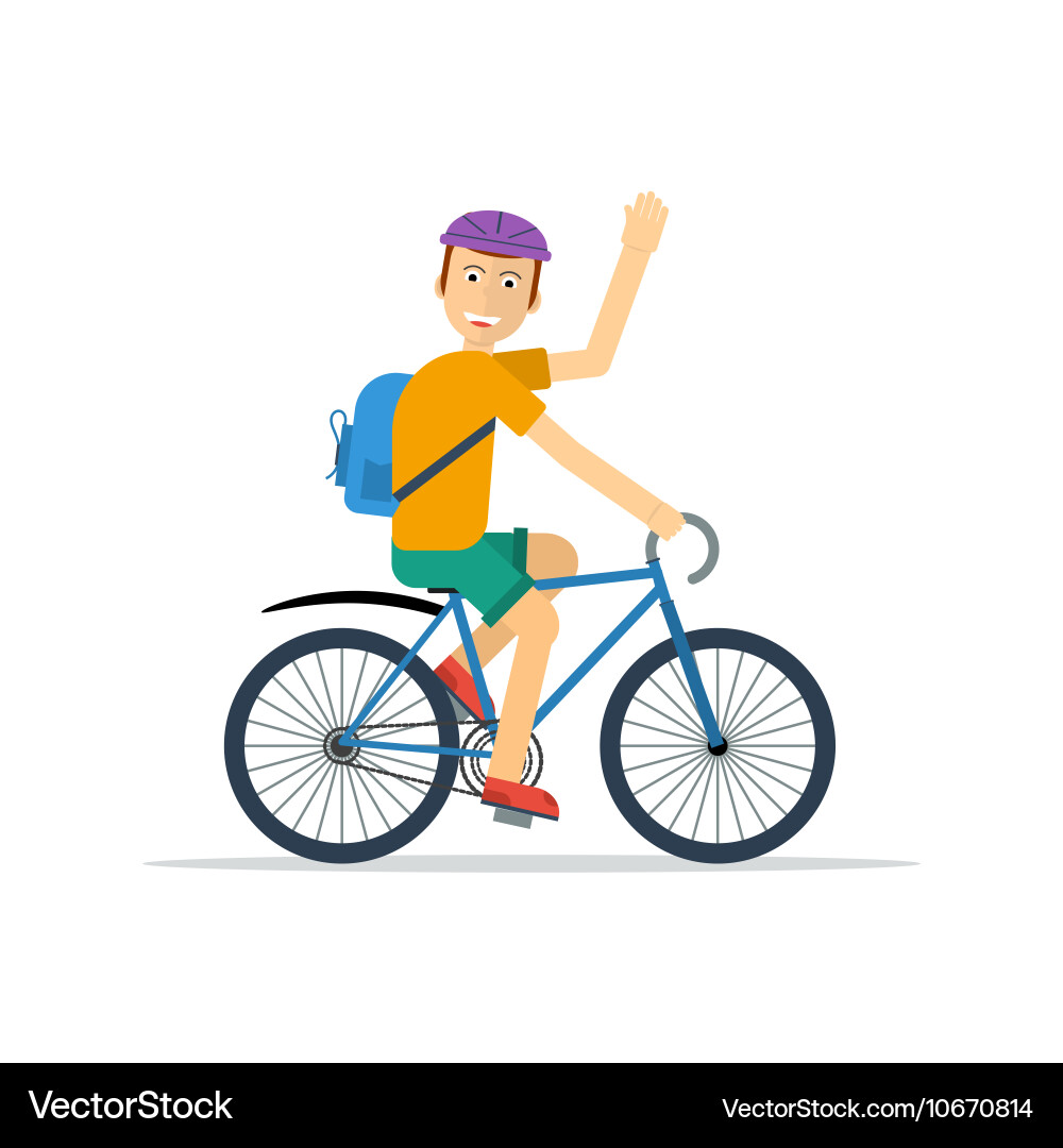 Happy man on bicycle Royalty Free Vector Image