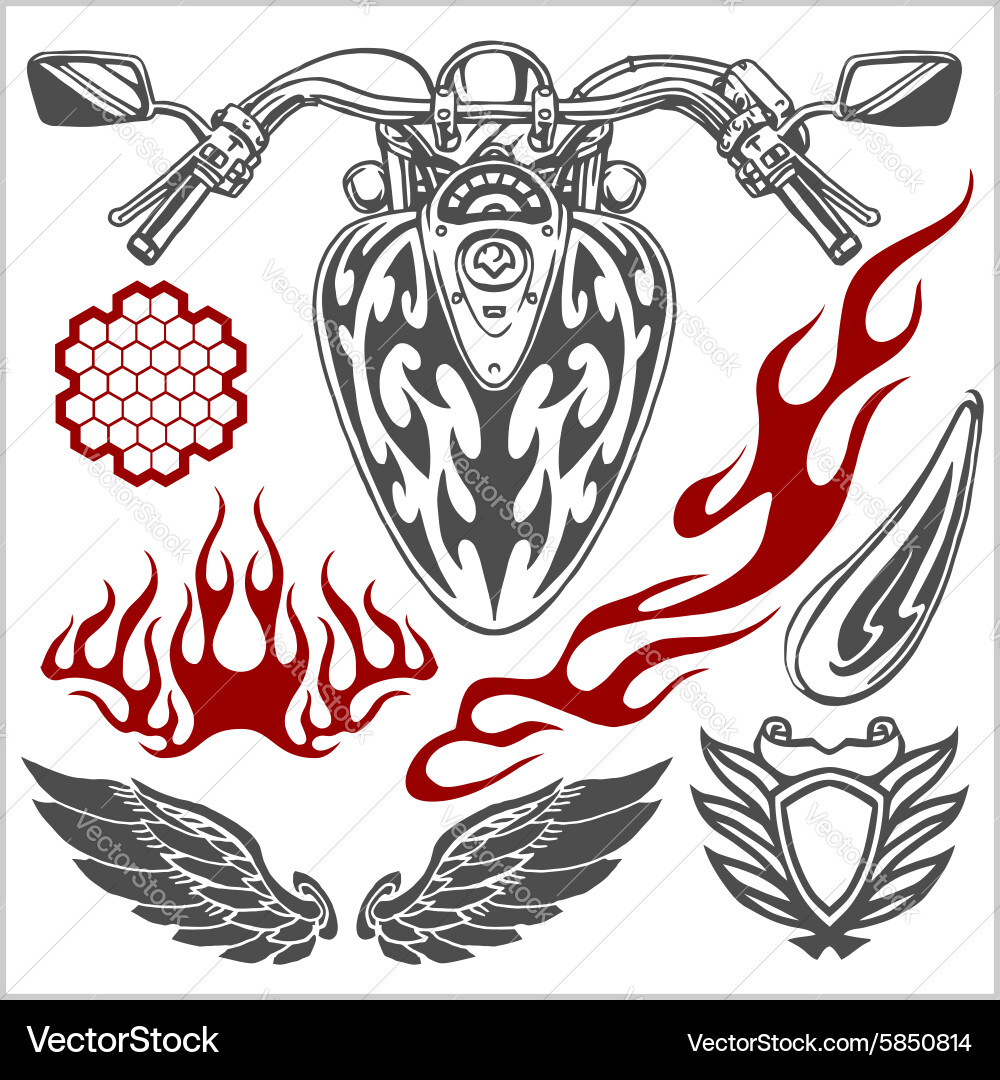 Motorcycle elements set Royalty Free Vector Image