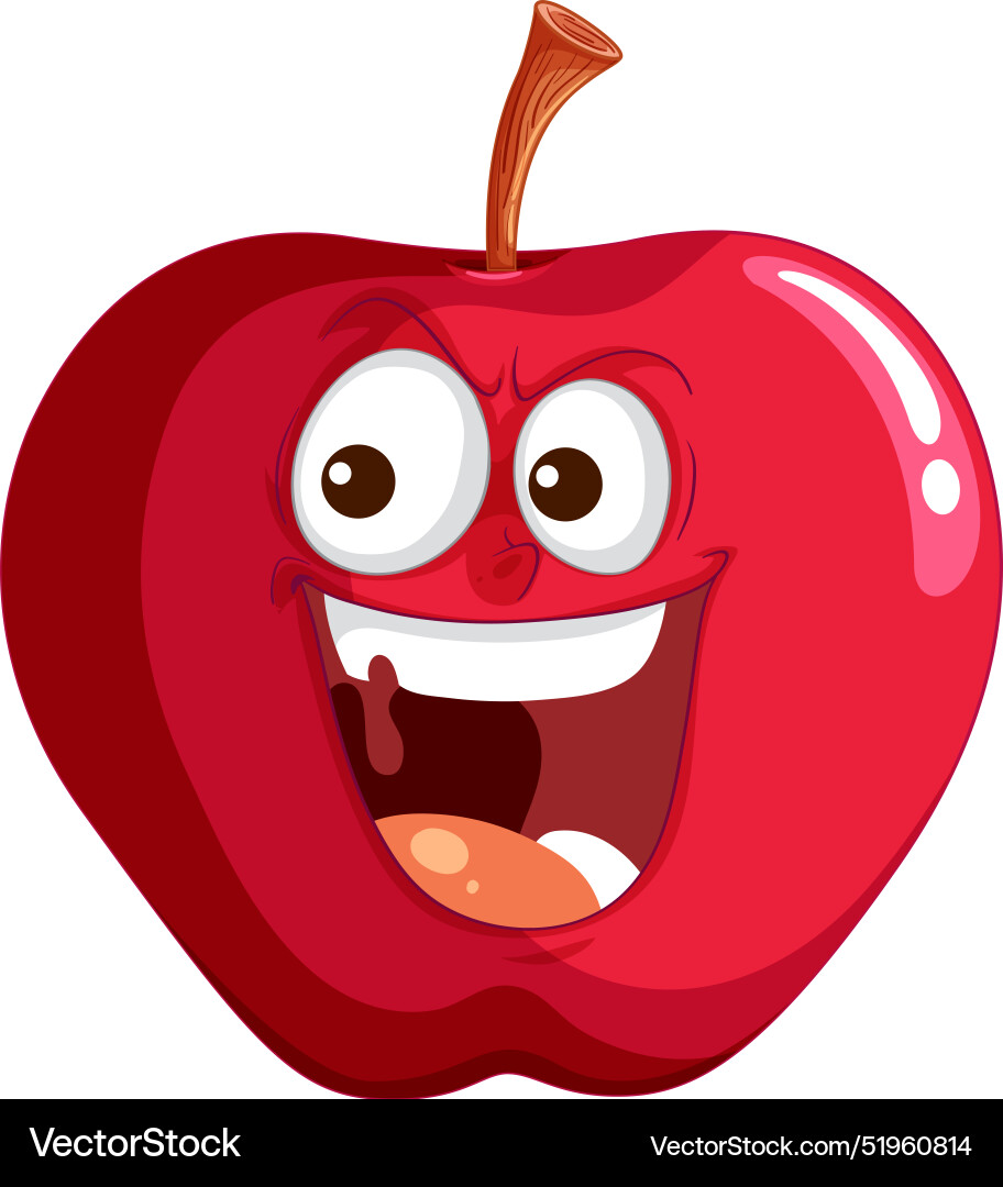Smiling red apple with expressive eyes and mouth Vector Image