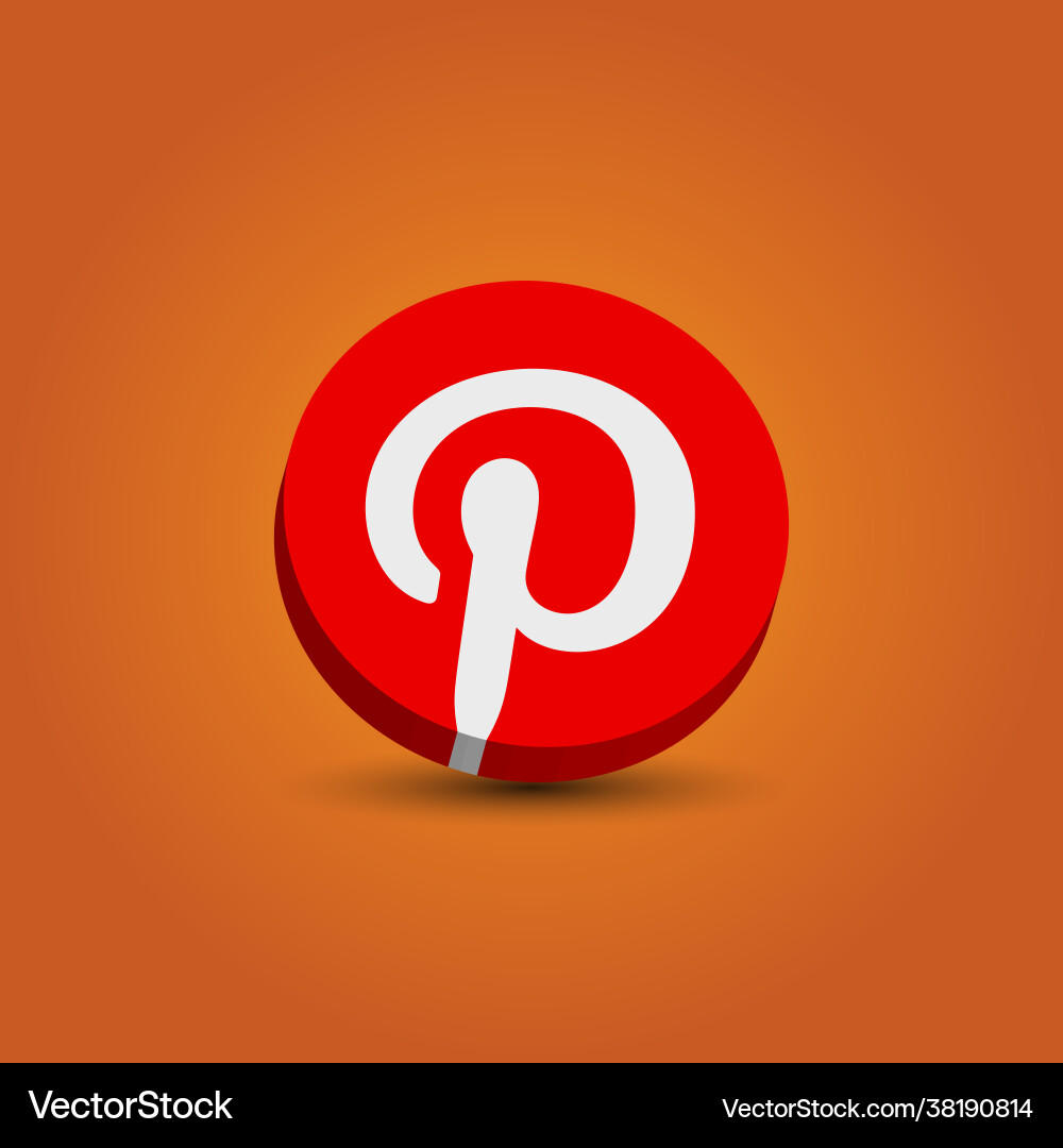 Social media 3d pinterest icon Royalty Free Vector Image