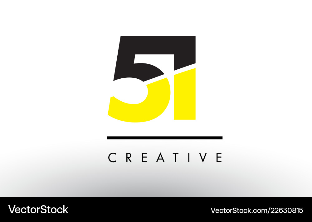 51 black and yellow number logo design Royalty Free Vector