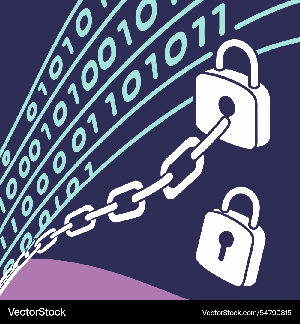 Binary codes overlaying padlock icons Royalty Free Vector