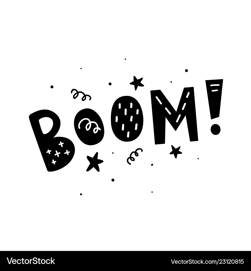 Boom lettering isolated white hand drawn Vector Image