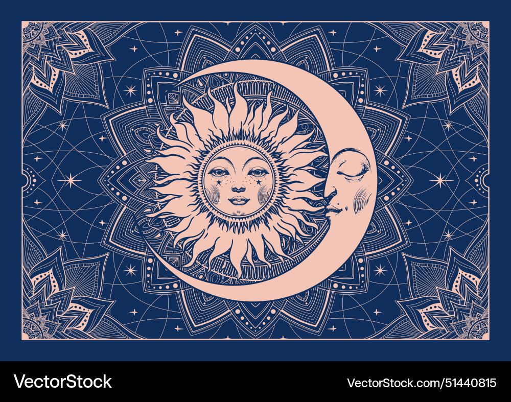 Celestial astrology banner mandala with sun Vector Image