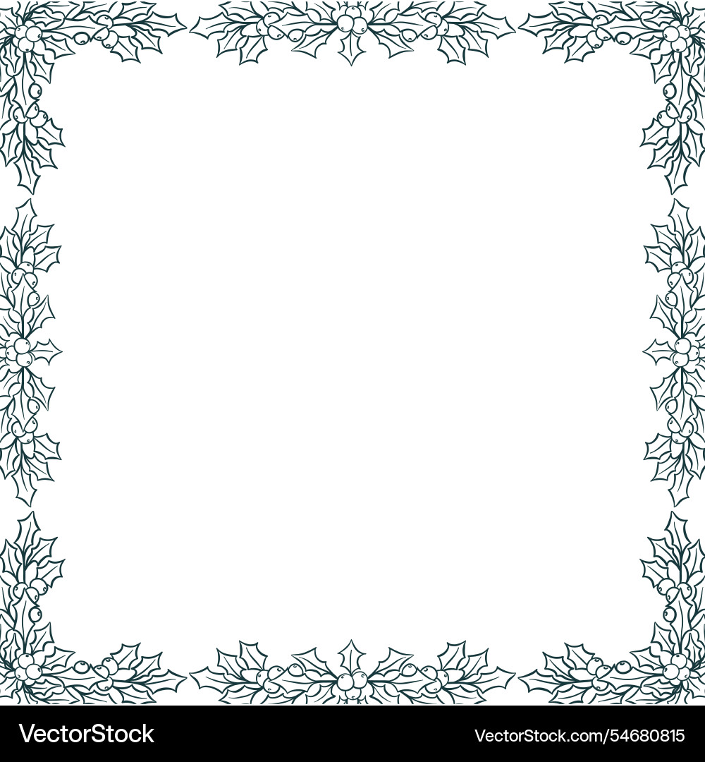 Christmas frame background with holly leaves and Vector Image