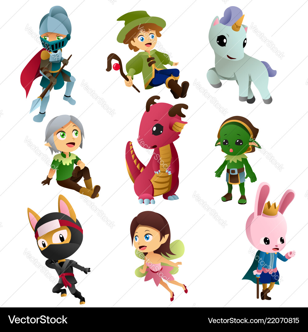 Fantasy characters icons Royalty Free Vector Image
