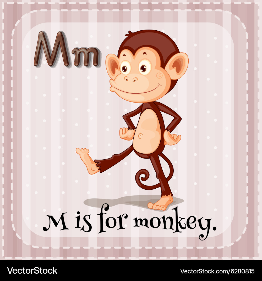 Flashcard m is for monkey Royalty Free Vector Image