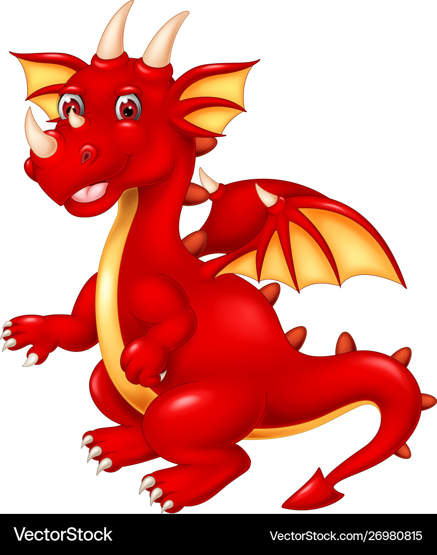 Funny red dragon cartoon Royalty Free Vector Image