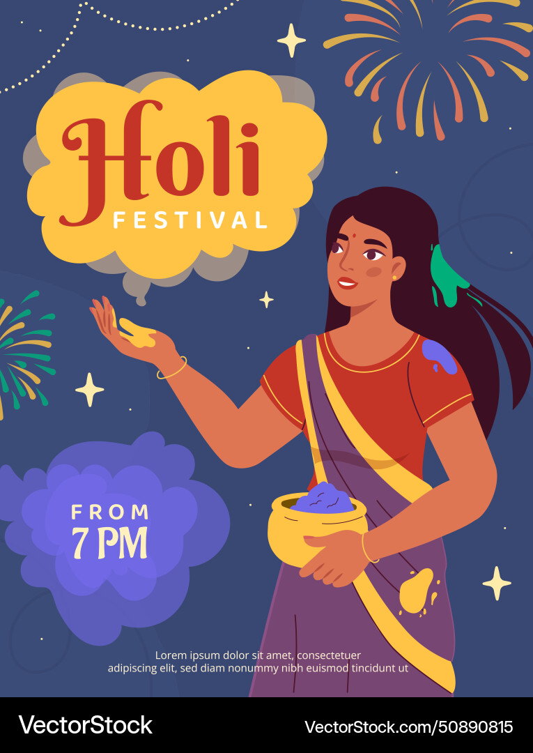 Holi festival poster Royalty Free Vector Image