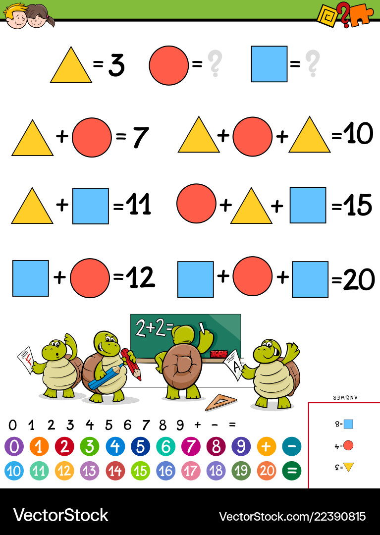Kids Math Puzzle Game - Number Calculation Vector Image