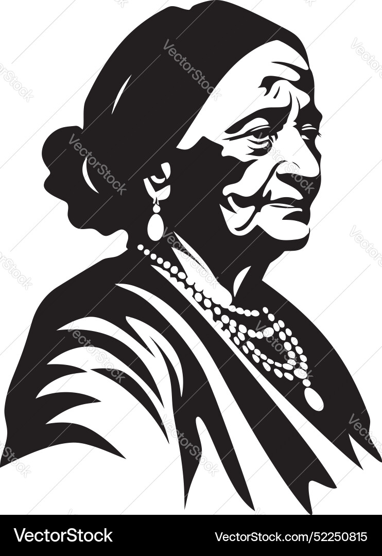 Matronly grace black and white icon for elderly Vector Image