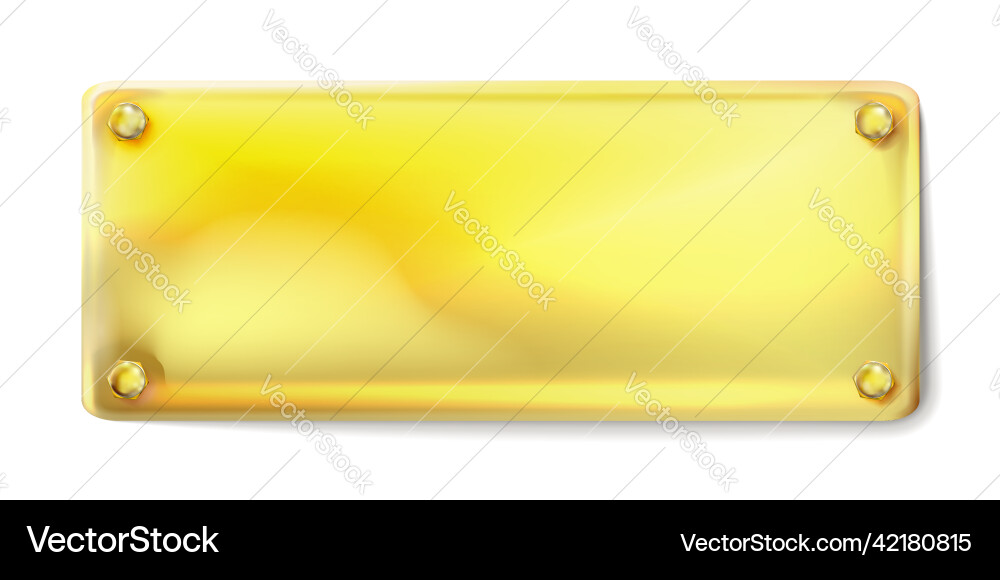 Realistic rectangular golden plate Royalty Free Vector Image