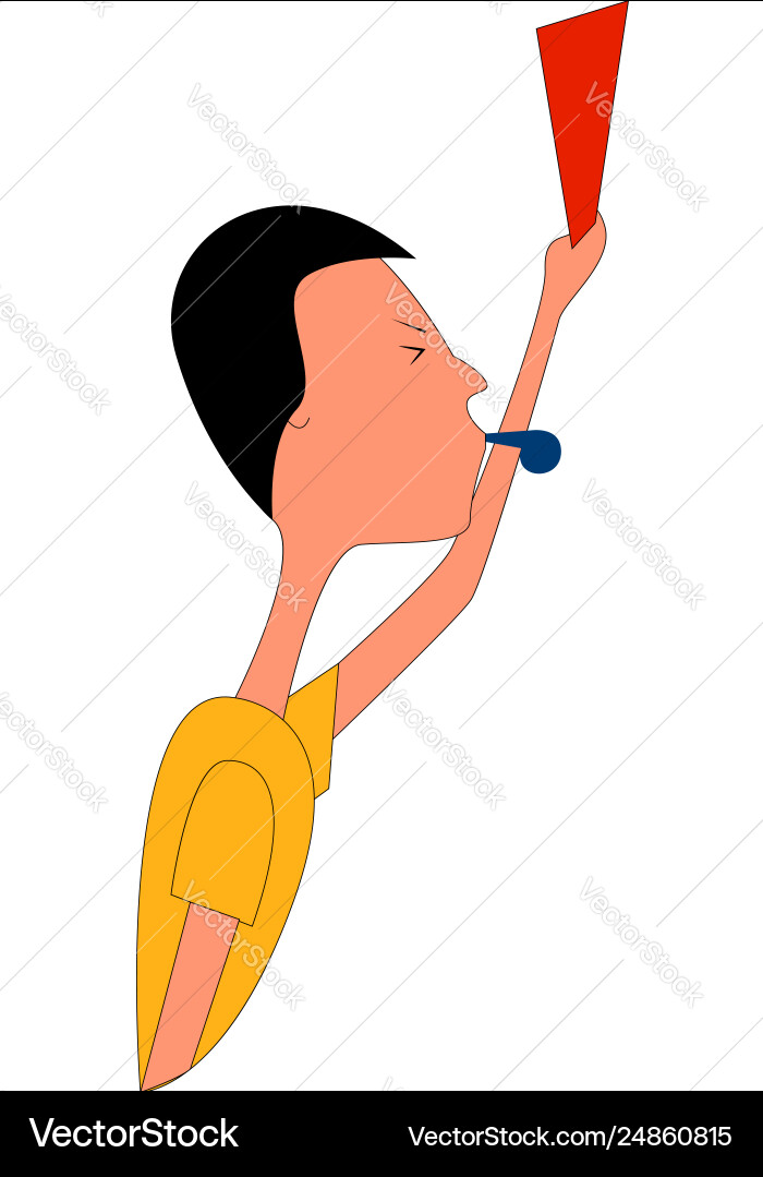 Referee showing a red card on white background Vector Image