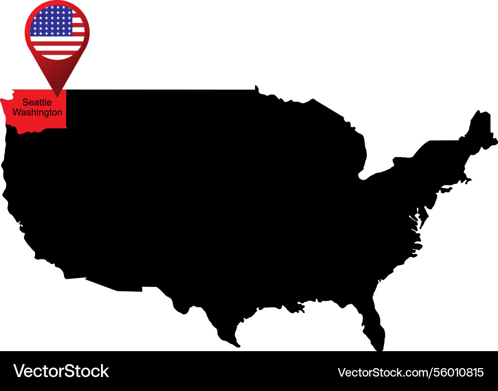 Seattle washington pin map location Royalty Free Vector