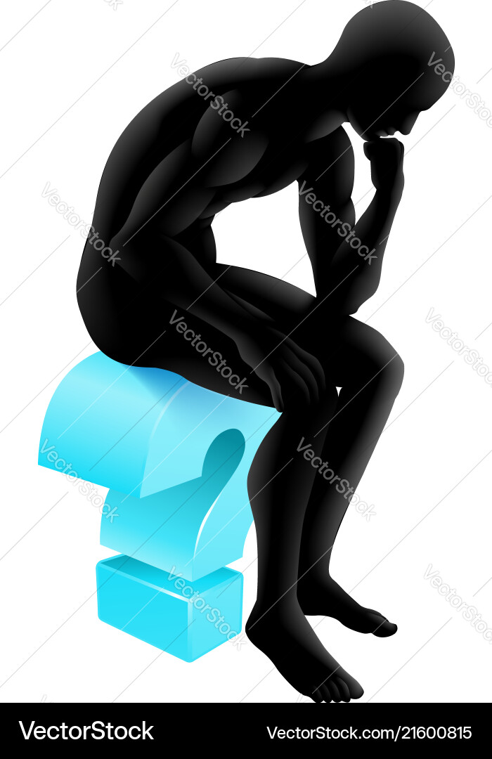 Silhouette thinker question mark Royalty Free Vector Image