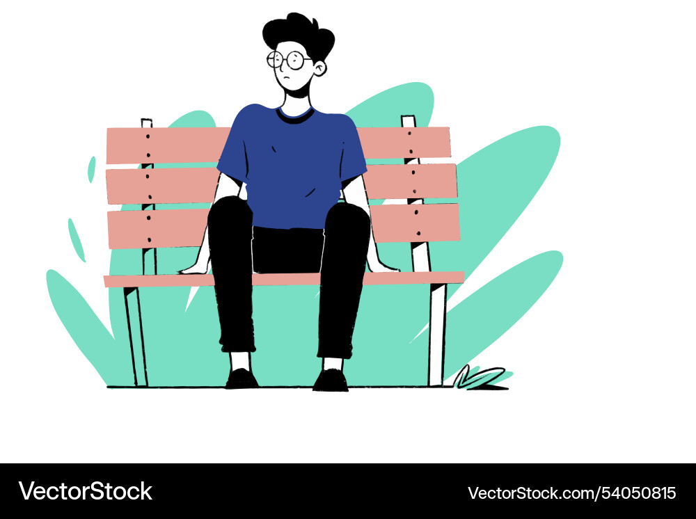 Sitting on bench Royalty Free Vector Image - VectorStock