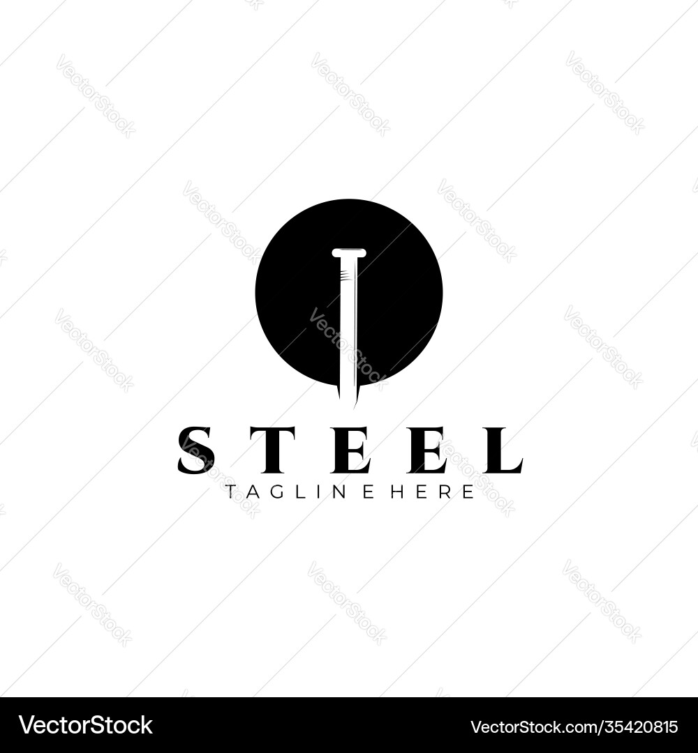 Steel logo design nail Royalty Free Vector Image