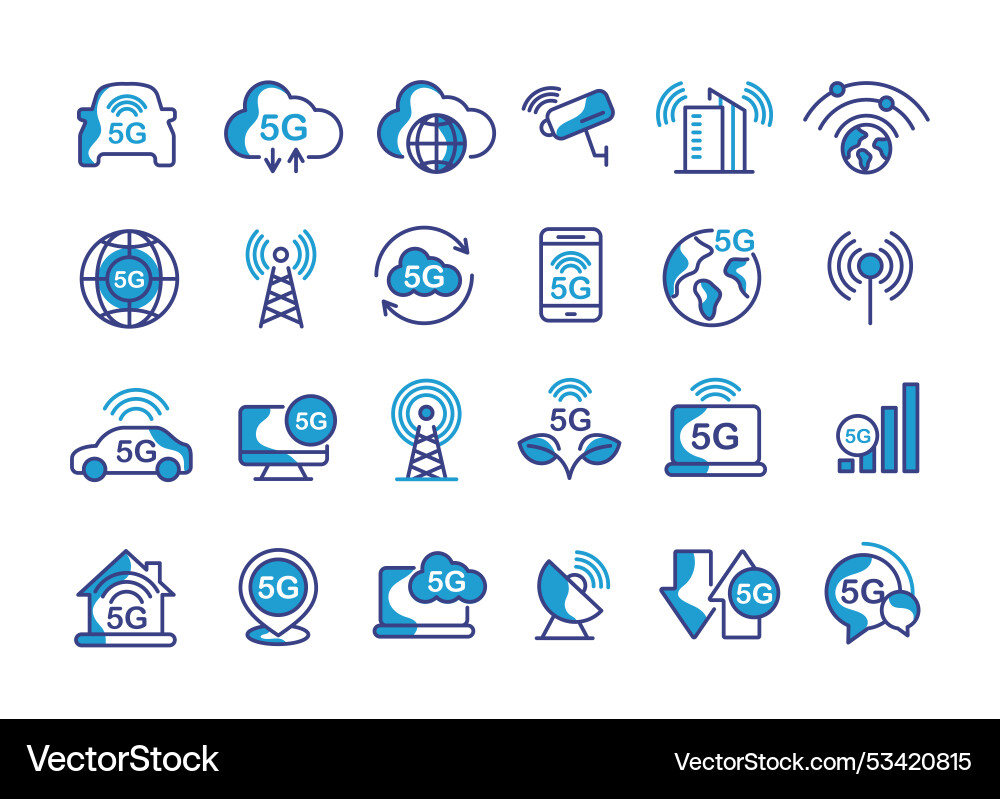 Technology 5g icon set such as wifi internet iot Vector Image