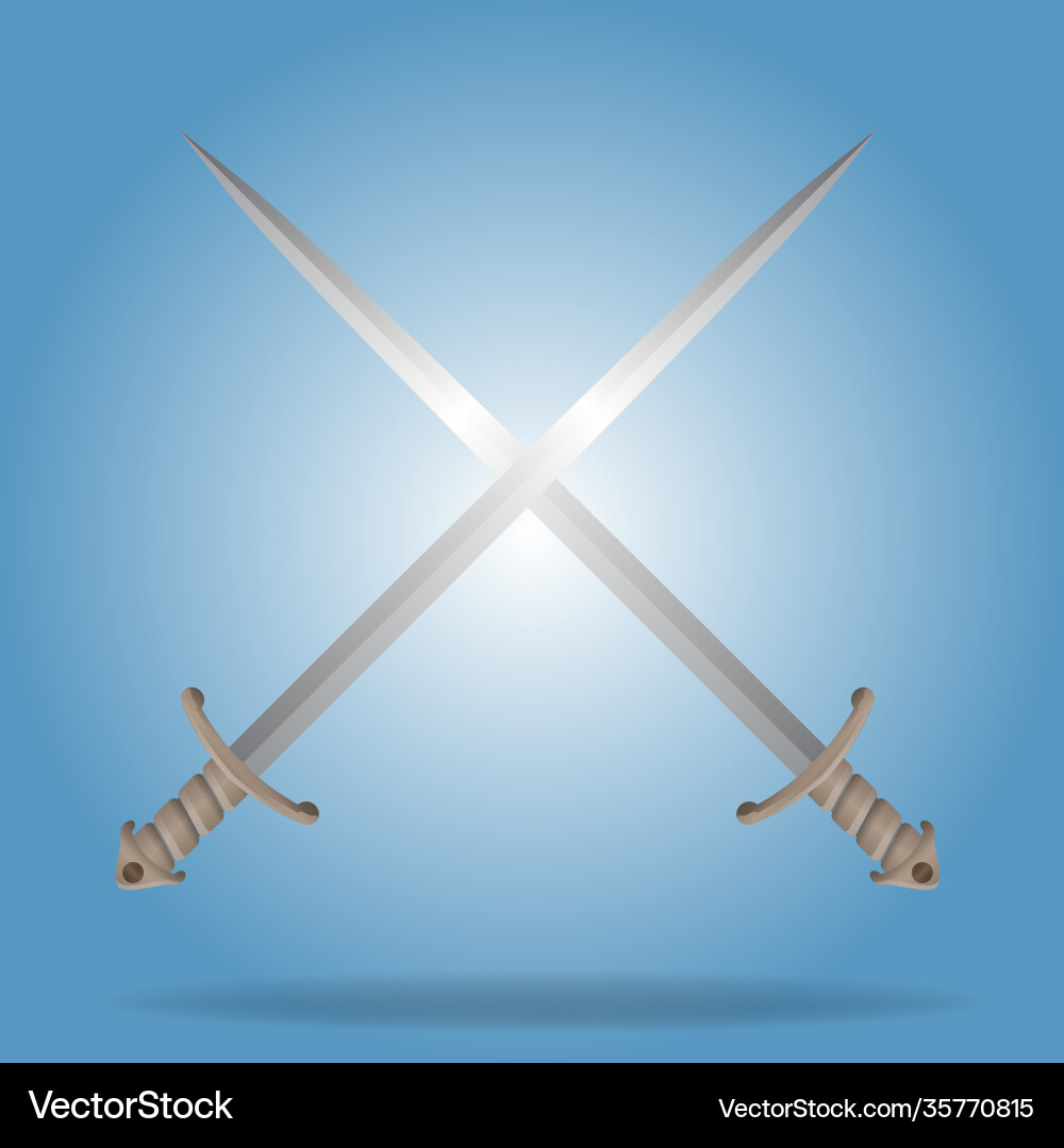 Two crossed swords with high detailed Royalty Free Vector