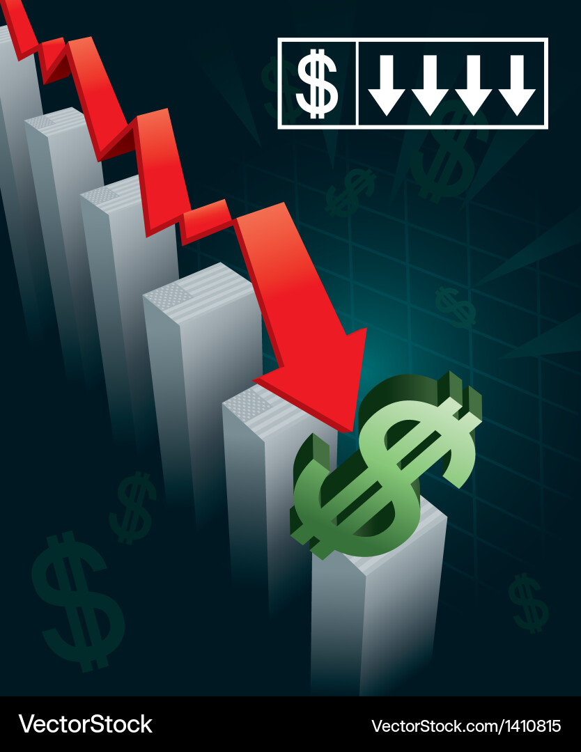 Us currency crash Royalty Free Vector Image - VectorStock
