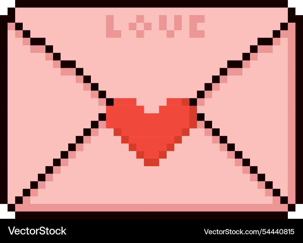 Valentines day pixel art love letter Royalty Free Vector