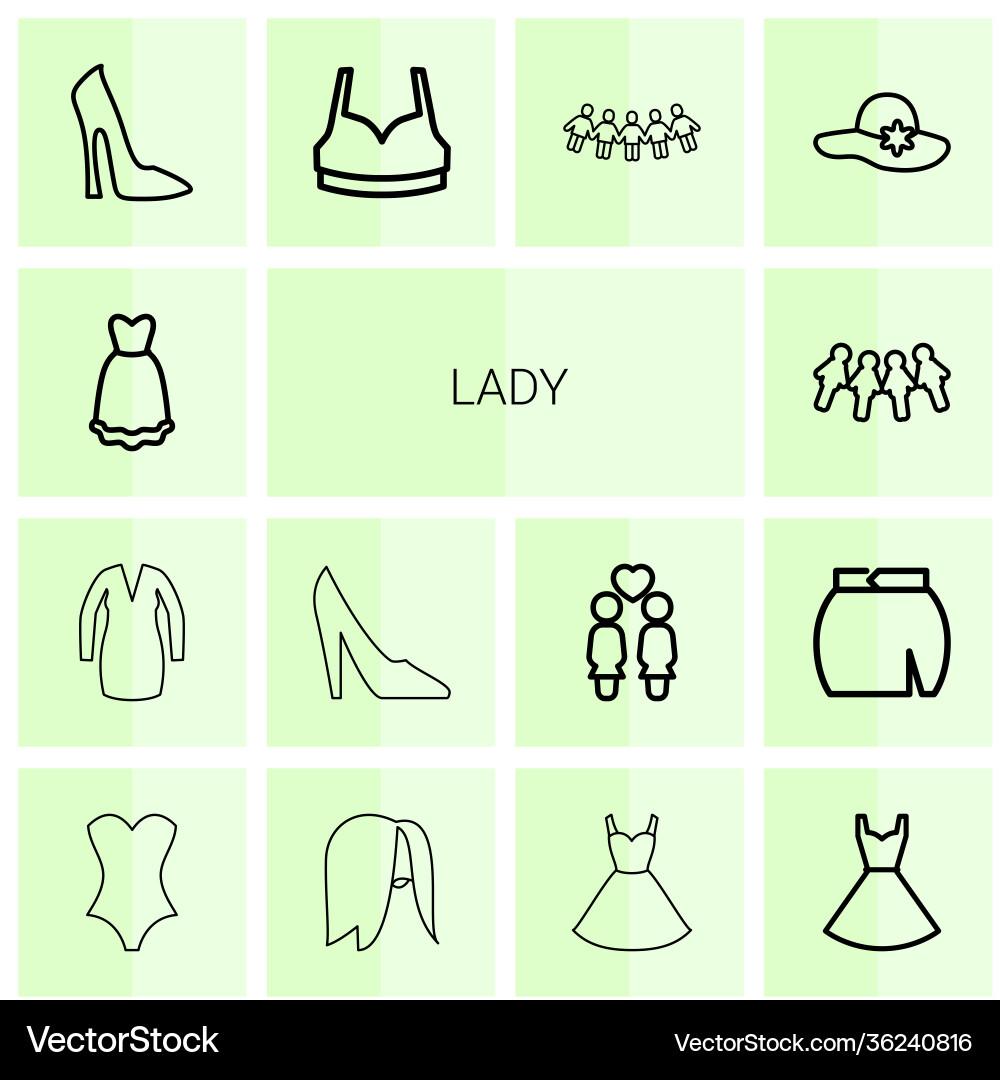 14 lady icons Royalty Free Vector Image - VectorStock