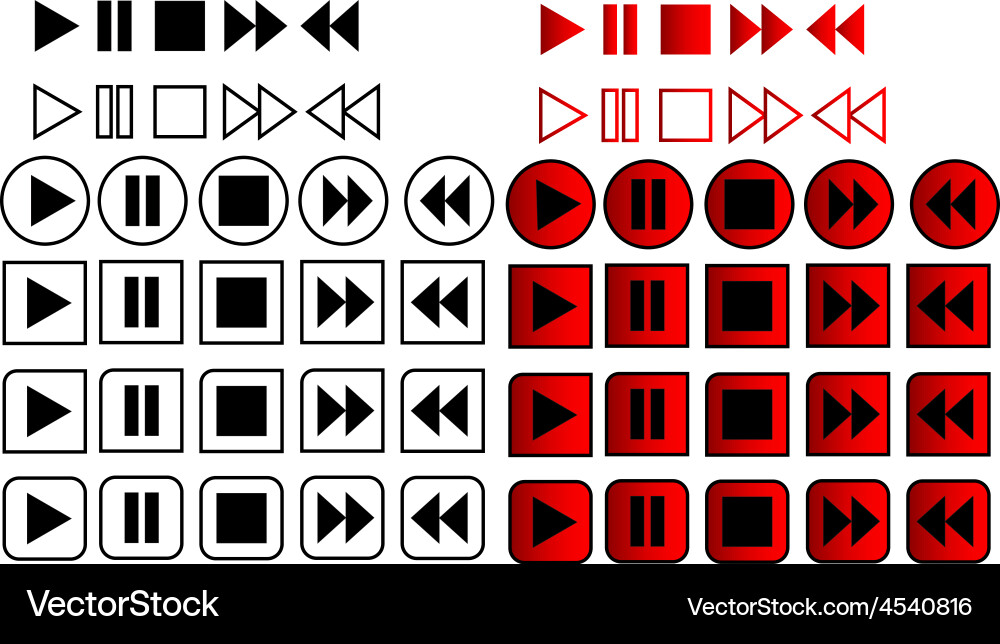 60 play pause stop icons Royalty Free Vector Image