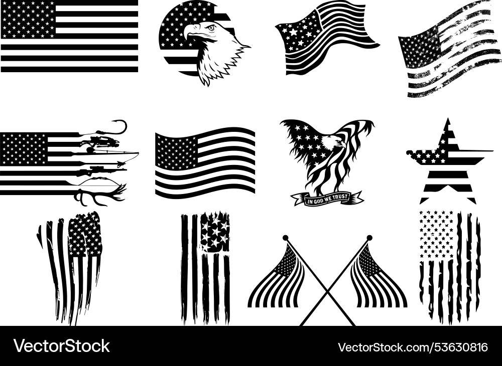 American svg usa flag set Royalty Free Vector Image