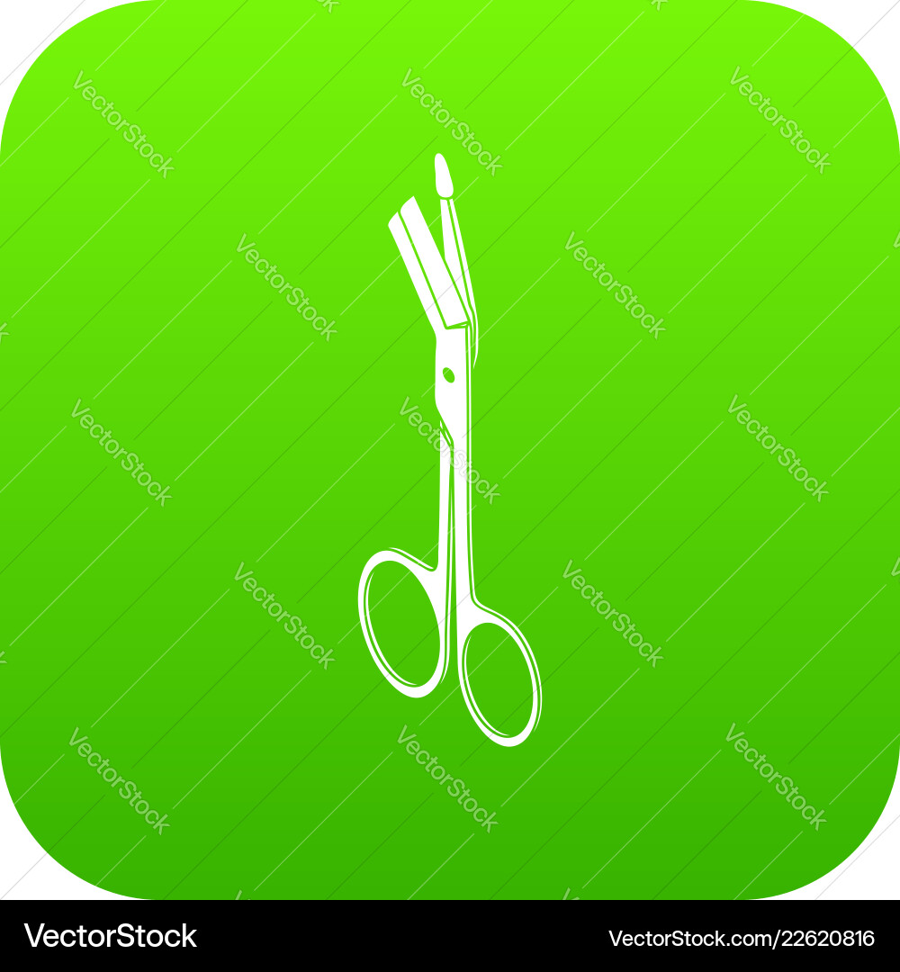 Angle scissors icon green Royalty Free Vector Image