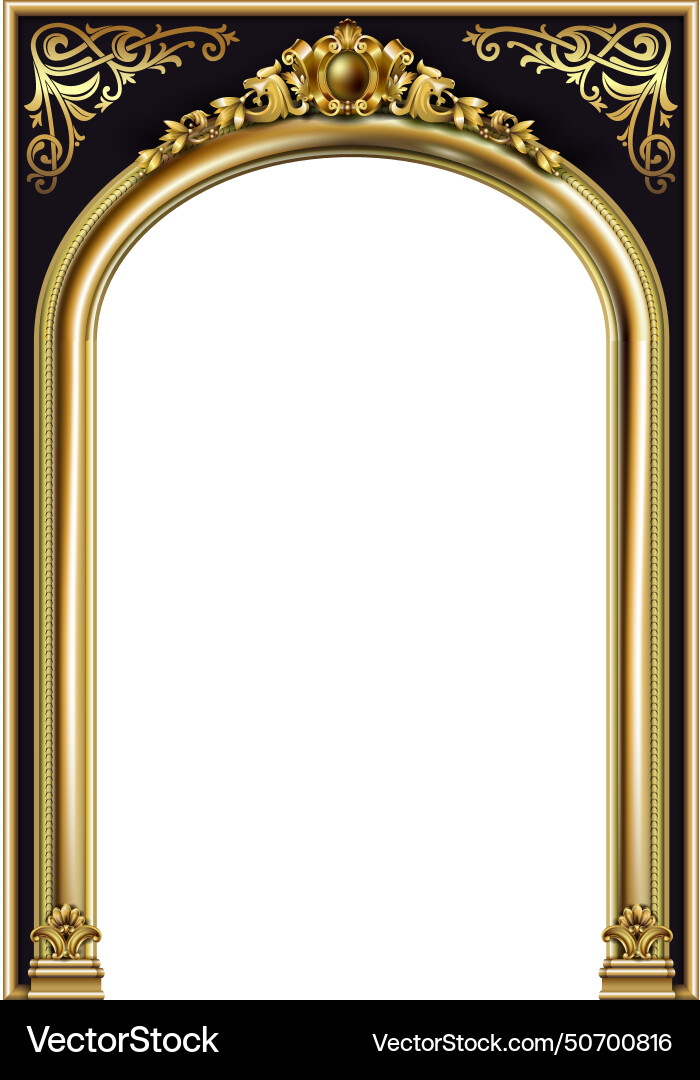 Baroque arched theatrical golden box Royalty Free Vector