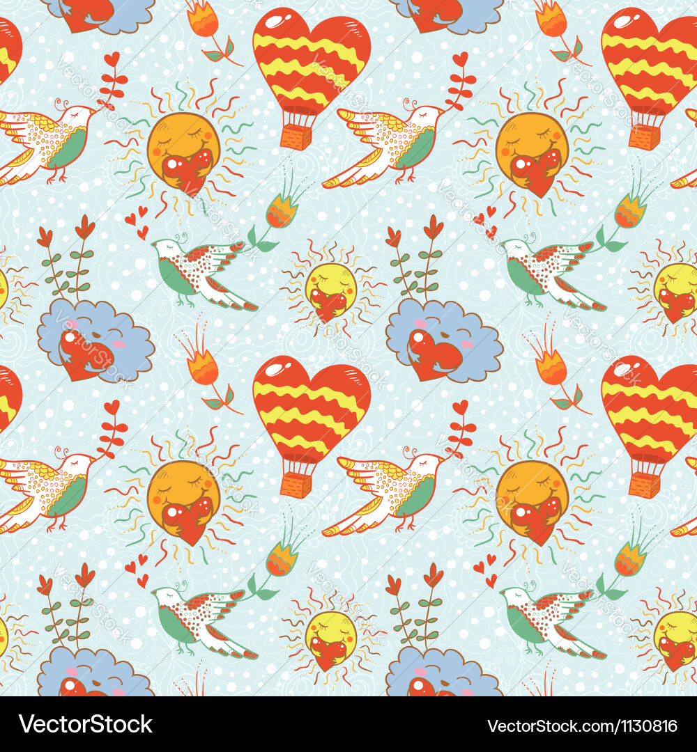 Bright cartoon romantic seamless pattern Vector Image