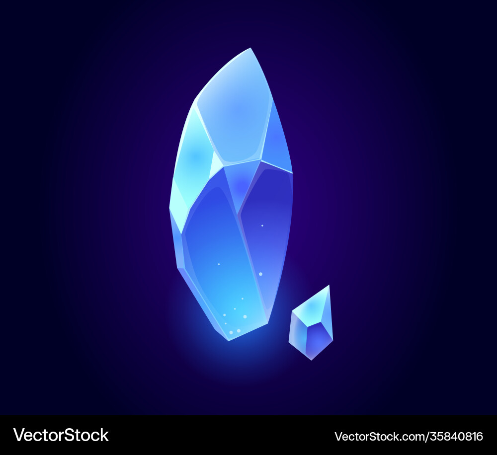 Crystal gem blue magic gemstones isolated icons Vector Image