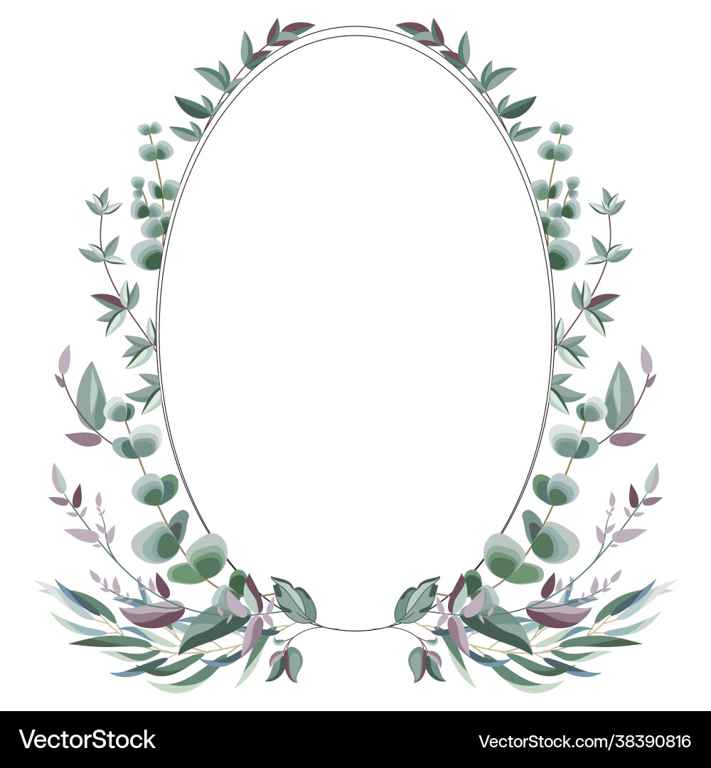 Eucalyptus Oval Frame Royalty Free Vector Image