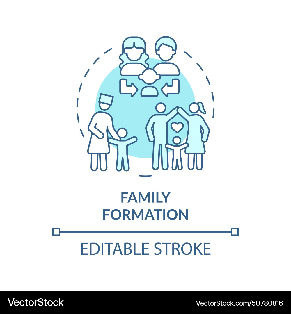 Family formation soft blue concept icon Royalty Free Vector