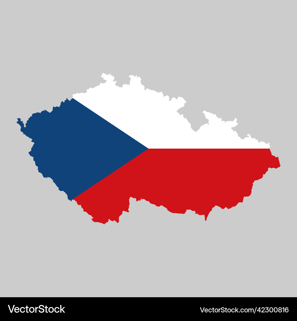 Flag of czech republic in map shape Royalty Free Vector